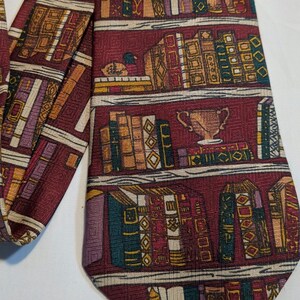 Book Lover's Necktie Features Antique Book Shelf Design Librarian Gift ...