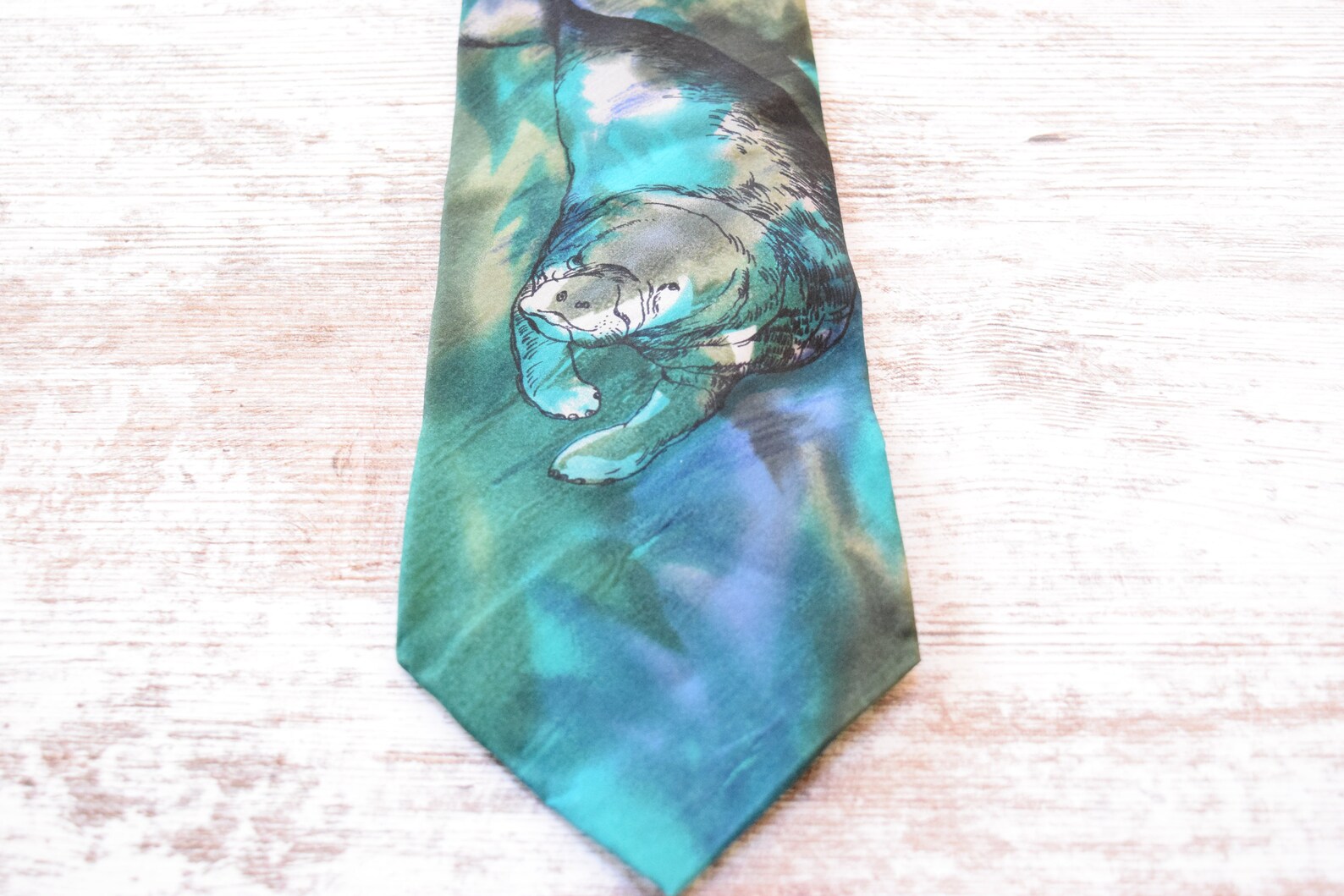 Manatee Swimming Men's Tie Necktie Hand Painted Look WWF | Etsy