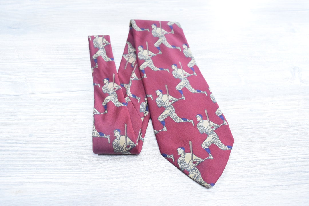 Baseball Themed Necktie by Mark Shale Maroon Tie Features Baseball ...
