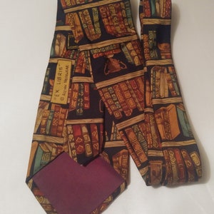 Book Lover's Necktie Features Antique Book Shelf Design Librarian Gift ...