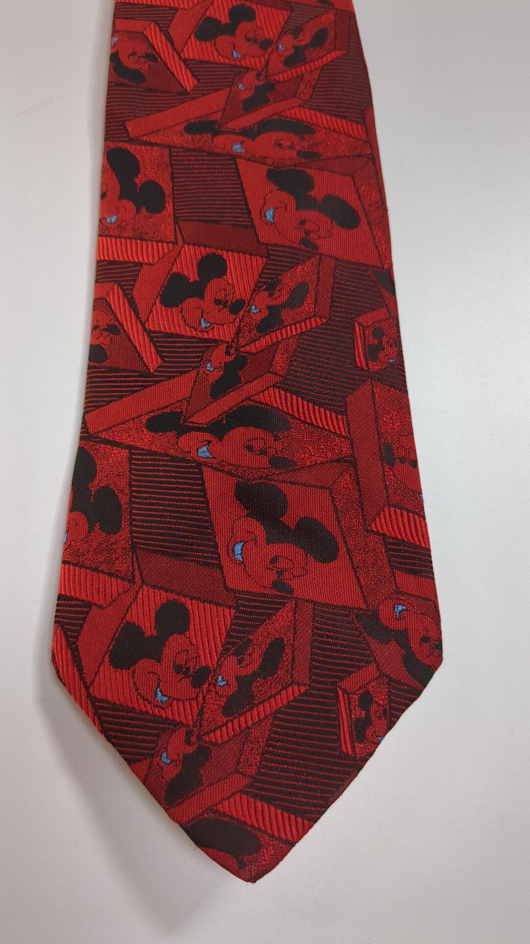 Disney Mickey Mouse Smiling Tiles Red Background Men's Ties Neckties - Etsy