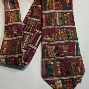 Book Lover's Necktie Features Antique Book Shelf Design Librarian Gift ...