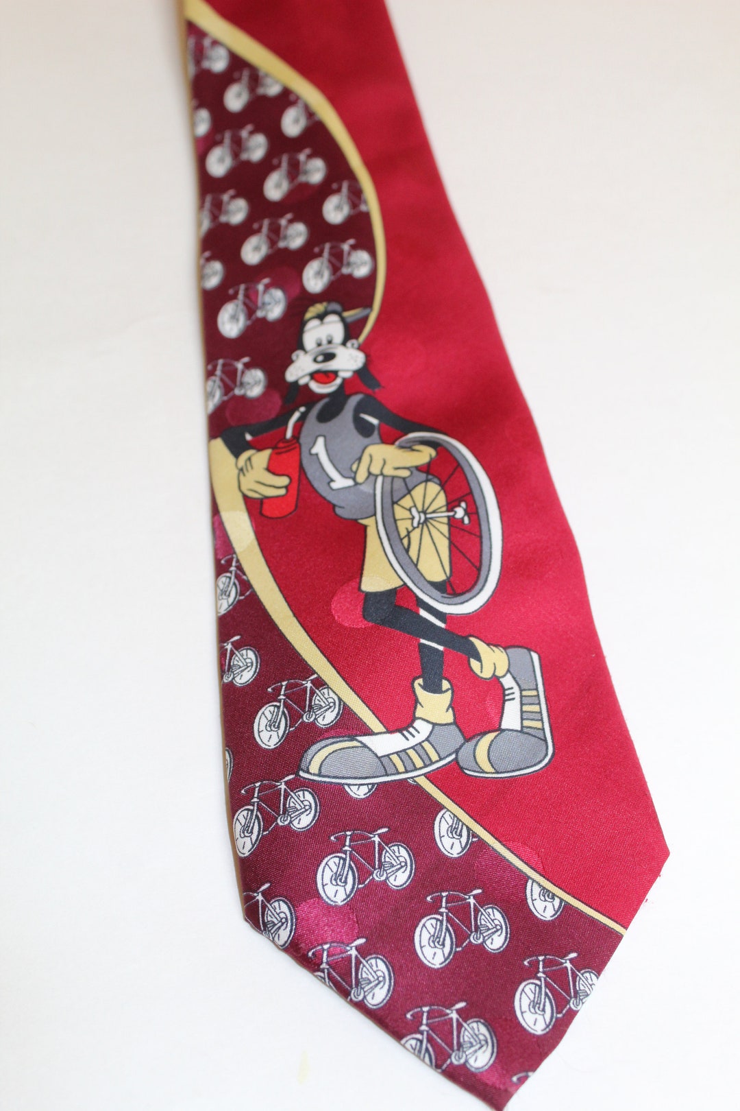 Goofy Disney Red Tie Features Bicycles and Cyclist Goofy by Mickey ...