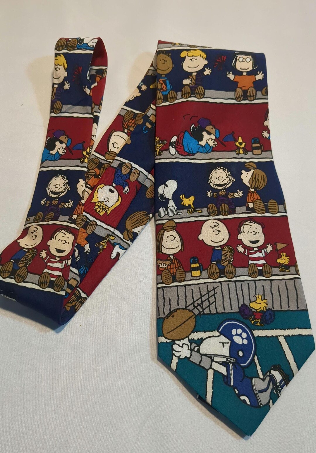 Peanuts Necktie Football Player Snoopy and Gang Cheering Him on " Rah ...