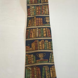 Book Lover's Necktie Features Antique Book Shelf Design Librarian Gift ...