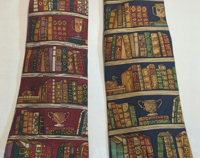 Book Lover's Necktie Features Antique Book Shelf Design Librarian Gift ...