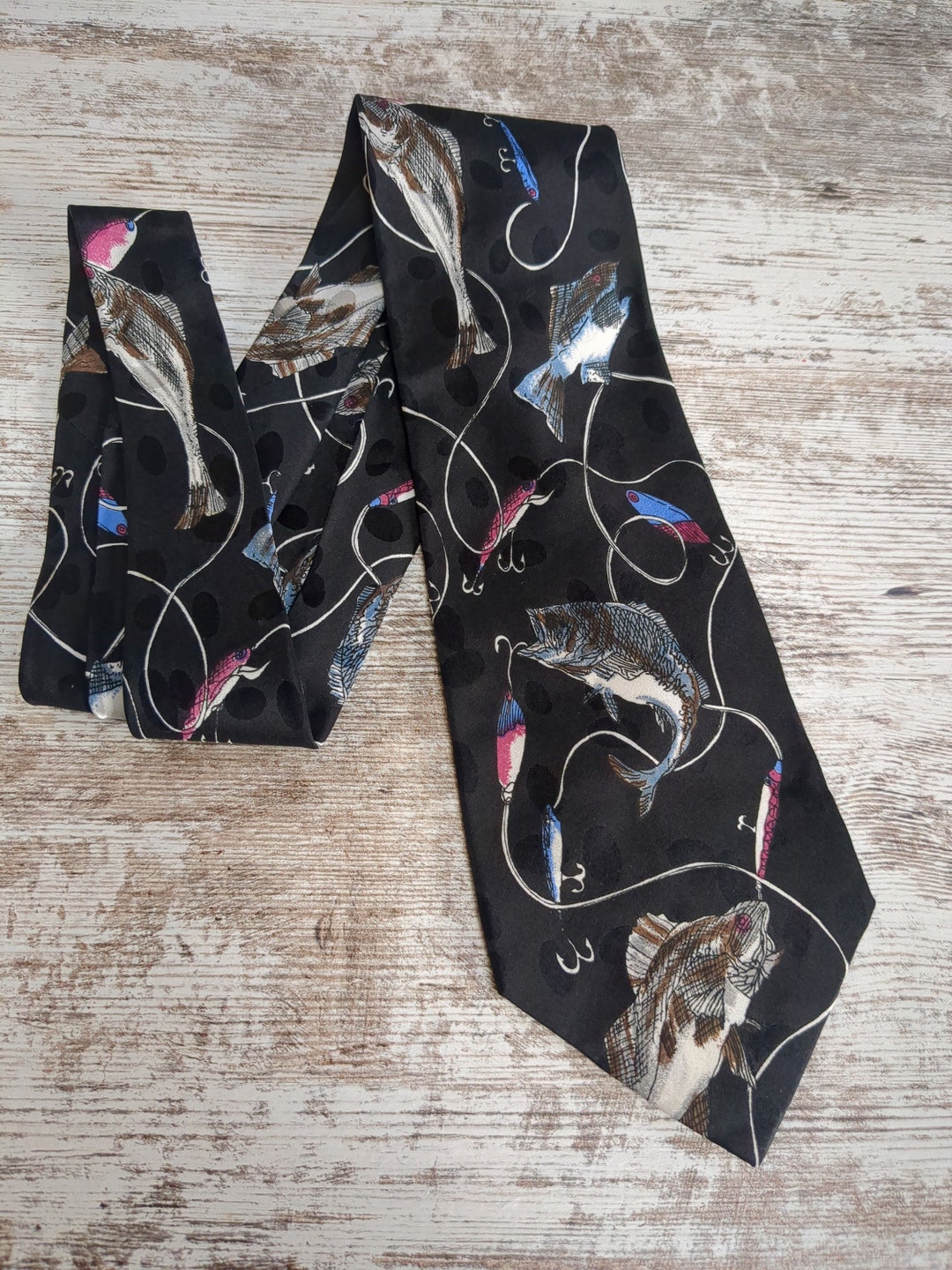 Fishing Lures Necktie Mens Novelty Necktie With Fishing Hooks Pattern ...