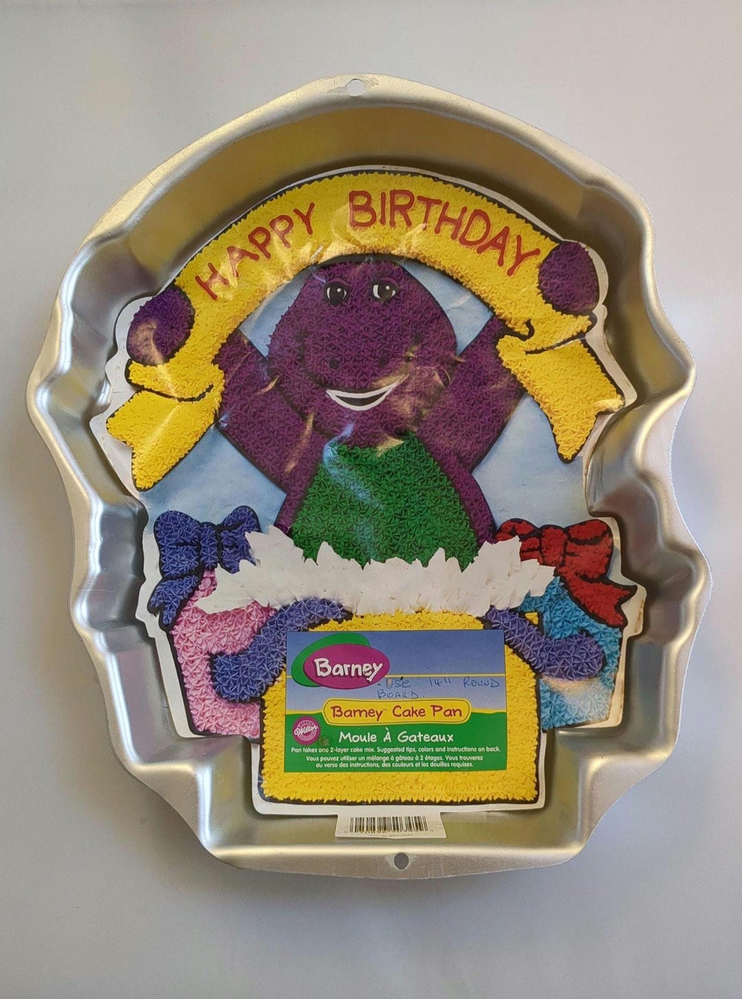 Vintage Barney the Dinosaur Wilton Cake Pan With Instructions Happy ...