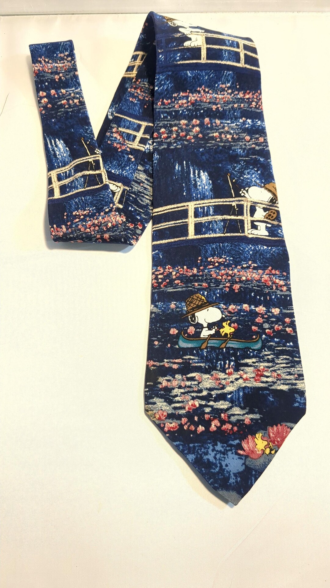 Peanuts Cartoon Men's Tie Snoopy and Woodstock in Monet's Garden 100% ...