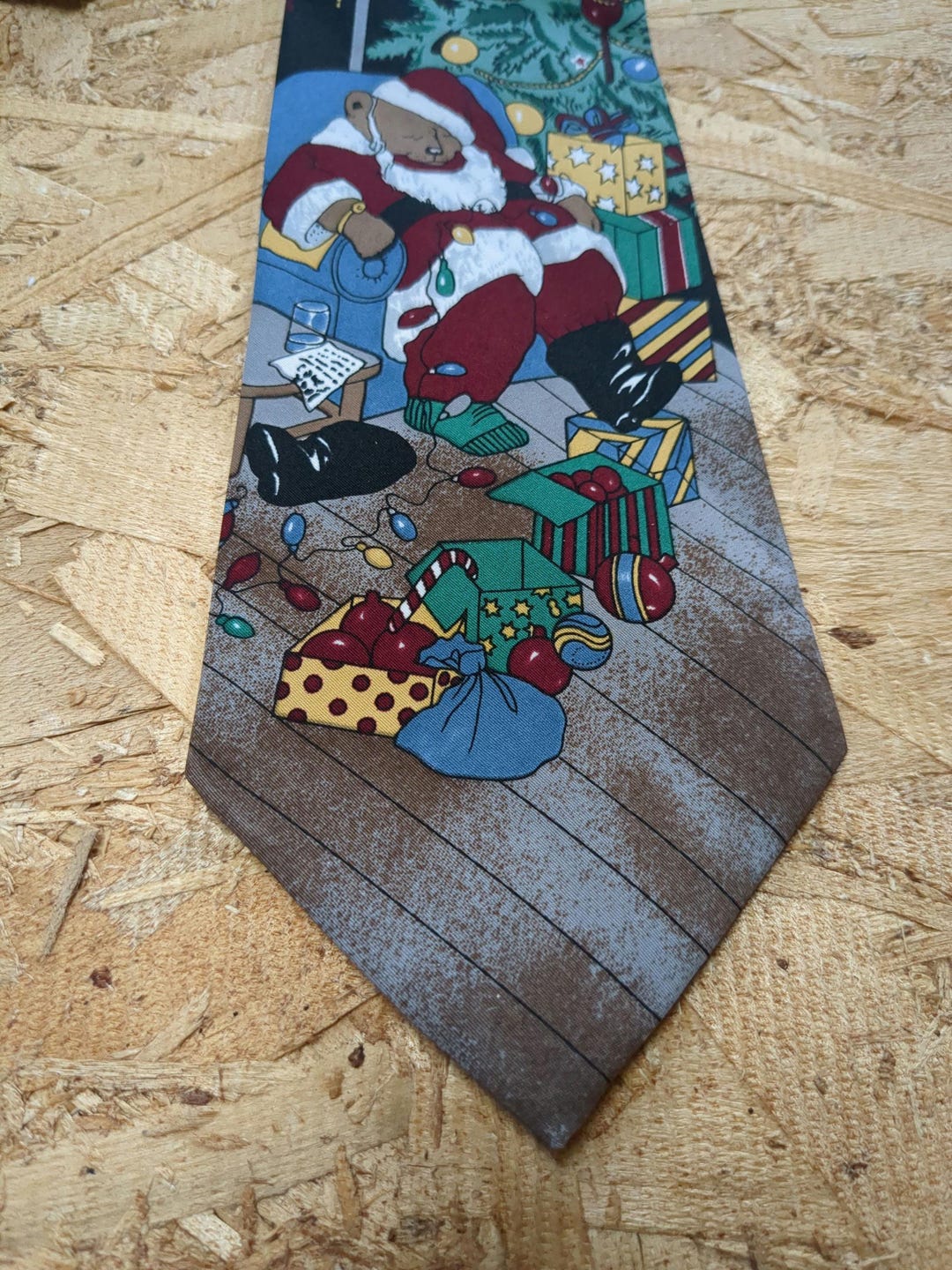Santa Bear Napping After a Busy Christmas Day Design Tie Novelty ...