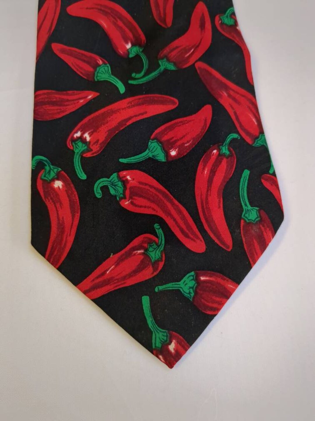 Hot Pepper Necktie Black Tie With Red Chili Peppers Pattern Hot Guy Tie Valentine's Day Bachelor ...