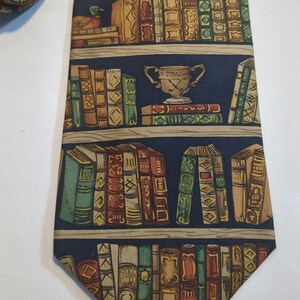 Book Lover's Necktie Features Antique Book Shelf Design Librarian Gift ...