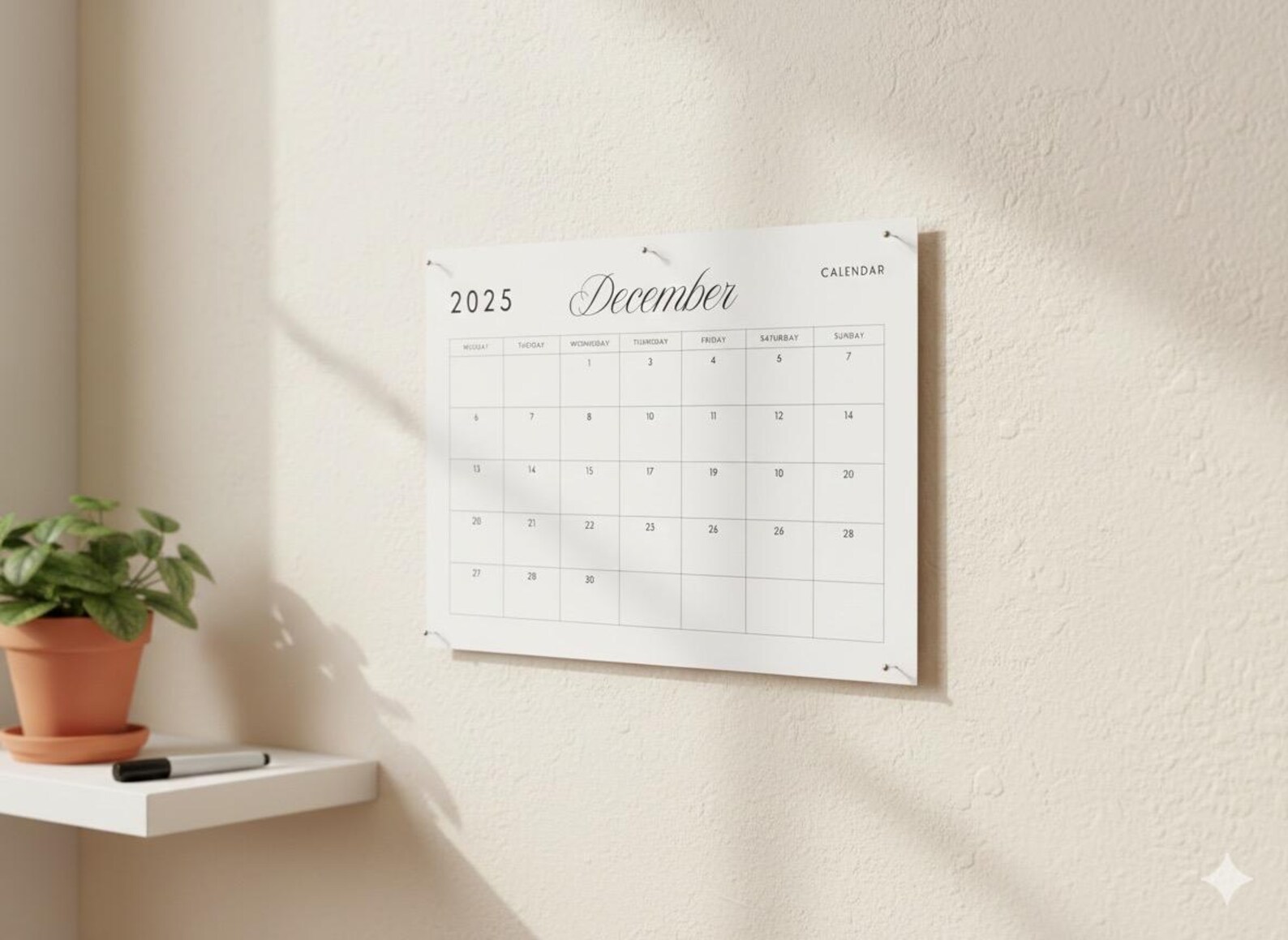 December 2025 Printable A4 Monthly Calender - Etsy