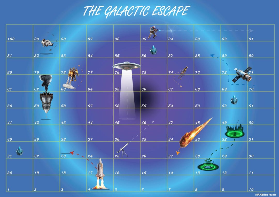 The Galactic Escape | Printable Board Game | Space Themed Snakes and ...