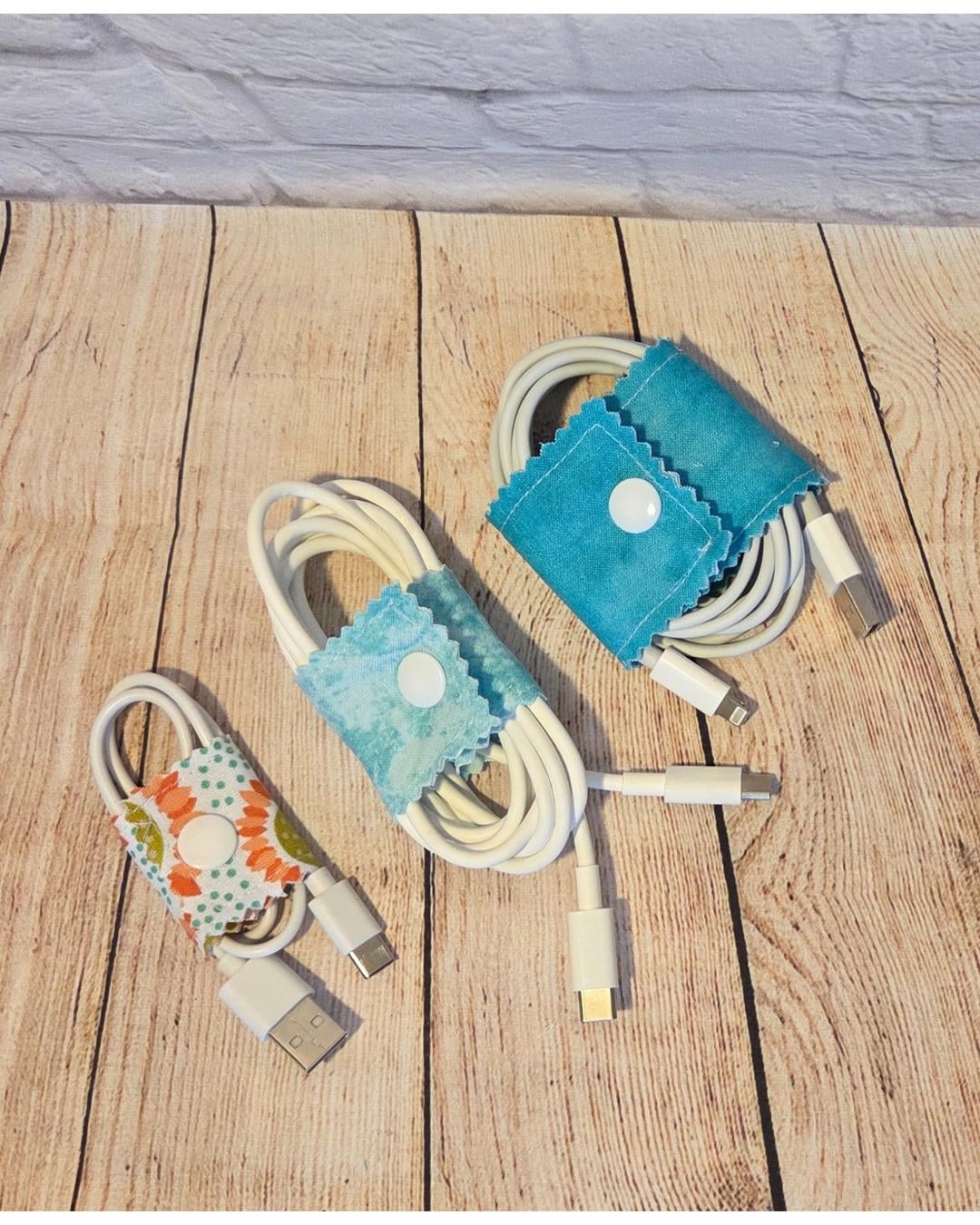 Cotton Cord Keepers: Set of 3 Blue Cable Organizers With Snap Closure ...