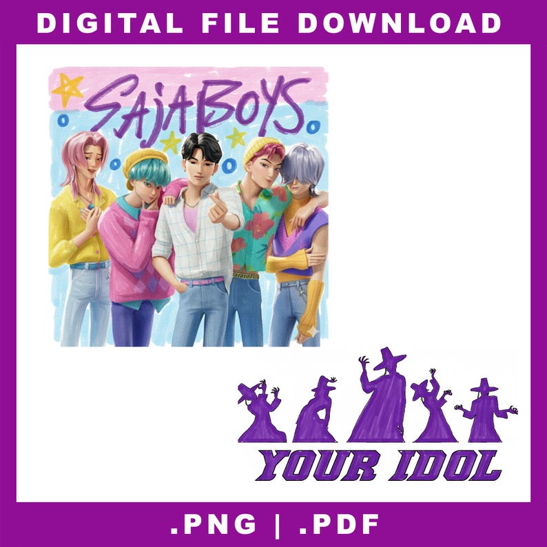 Kpop Demon Hunters Saja Boys Colouring Pages (digital Download) - PNG ...