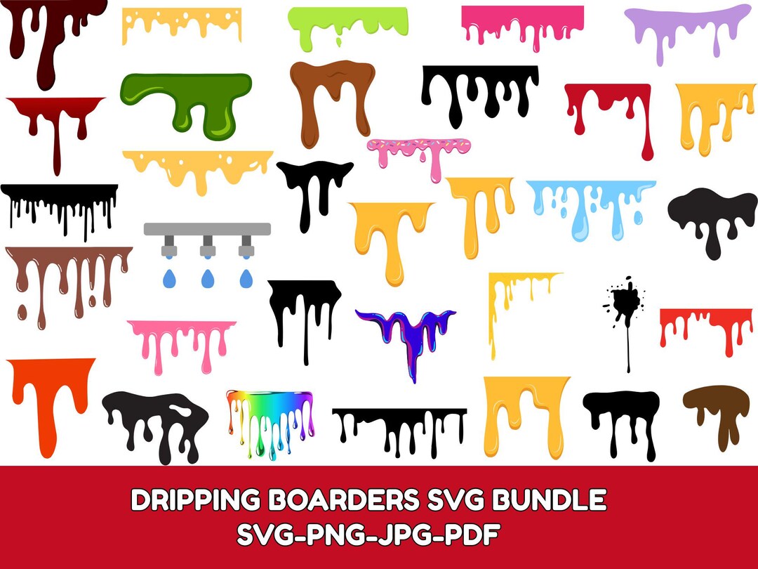 Dripping Borders SVG Bundle, Paint Drip Silhouette, Dripping Svg ...