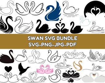 SWAN SVG BUNDLE, Swan Svg, Swan Bundle Png, Swan Clipart, Swan Cut ...