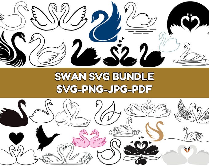 Swan Svg Png Bundle, Swan Png, Swan Silhouette, Svg Files for Cricut ...
