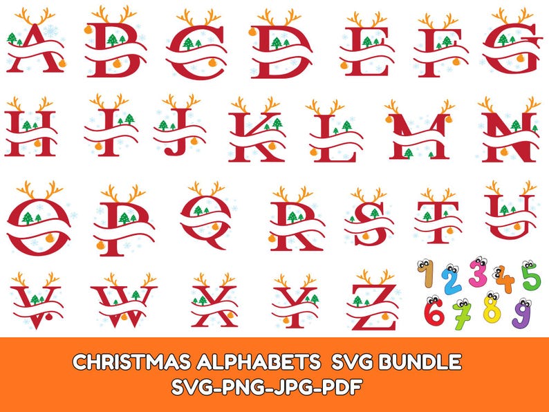 Christmas Letters Clipart: Alphabet SVG Bundle (printable) - Etsy