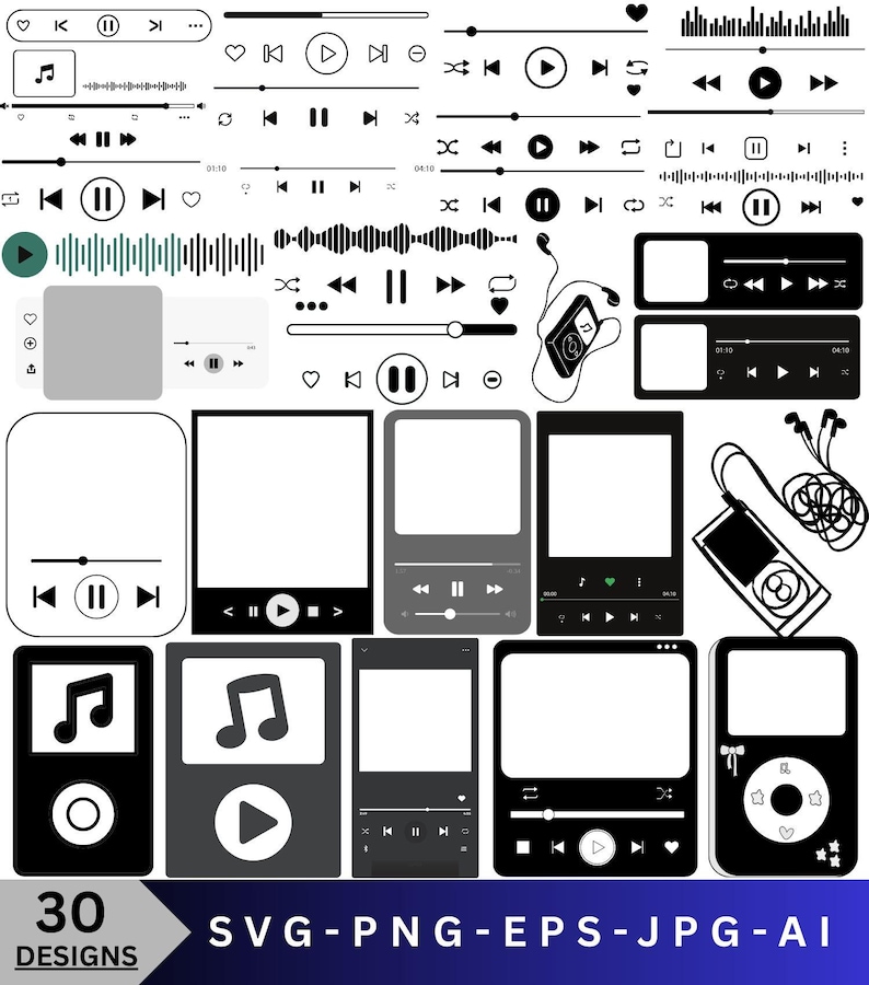 Music Player Svg Bundle,music Player SVG Icon Bundle,audio Control Svg ...