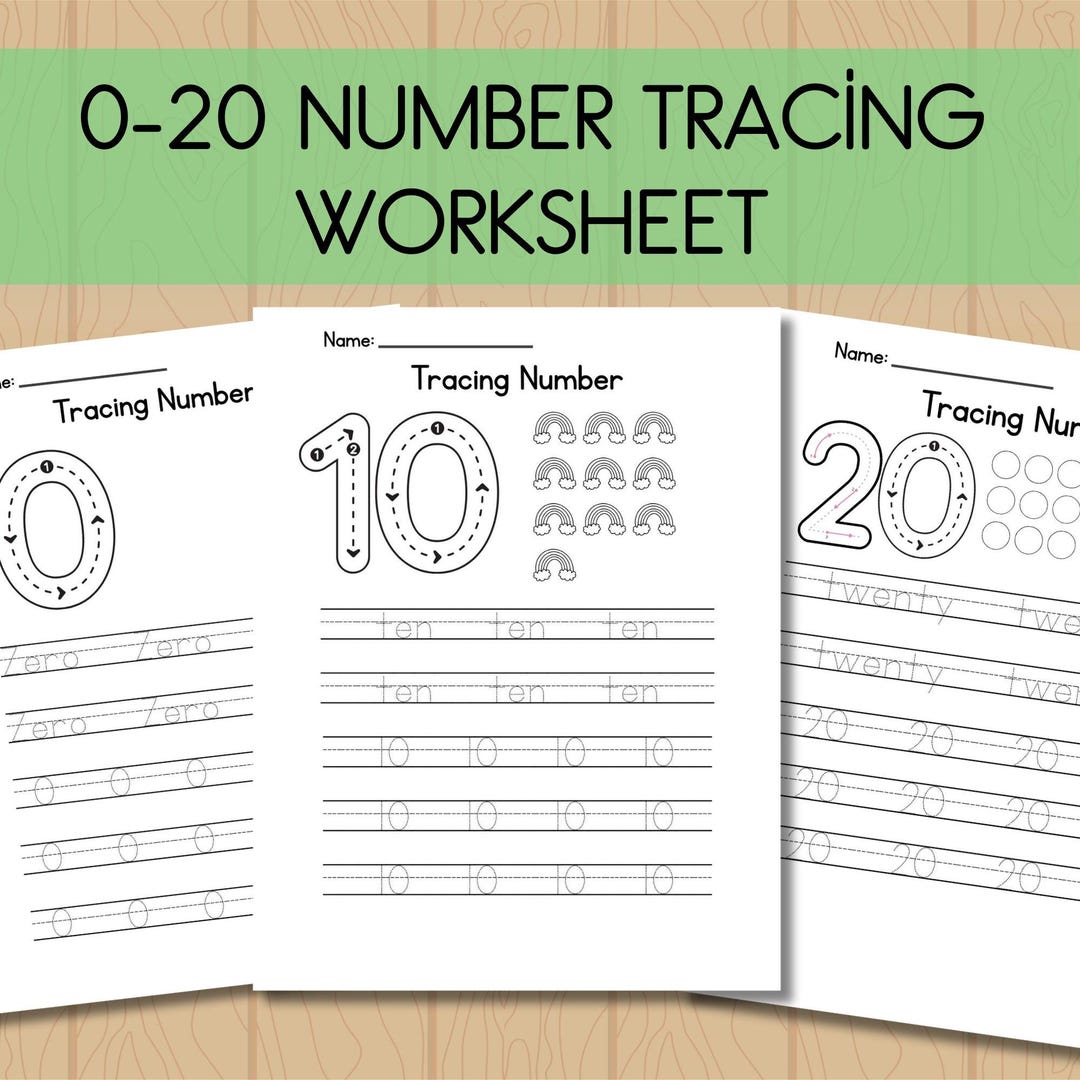 Number Tracing Worksheets 0-20: Preschool Kindergarten Math (PDF ...