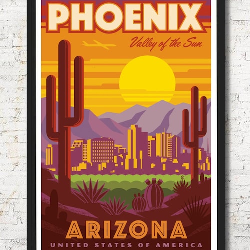Phoenix Arizona Poster / Camelback Mountain / Vintage Travel - Etsy