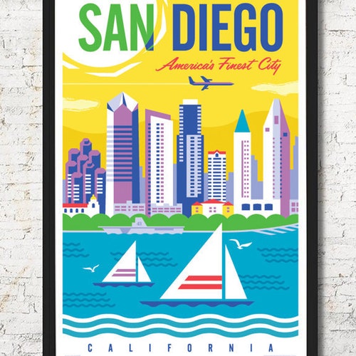 San Diego Illustration Art Print Minimal Home Decor Wall Art - Etsy