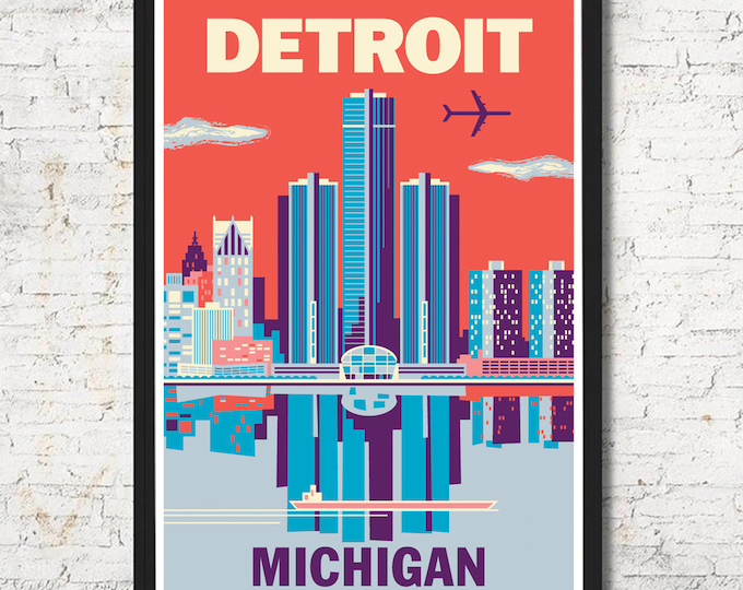 Detroit Poster, Detroit Wall Art, Detroit Print, Detroit Art Print ...
