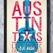 Austin poster Austin wall art Austin art print Austin | Etsy