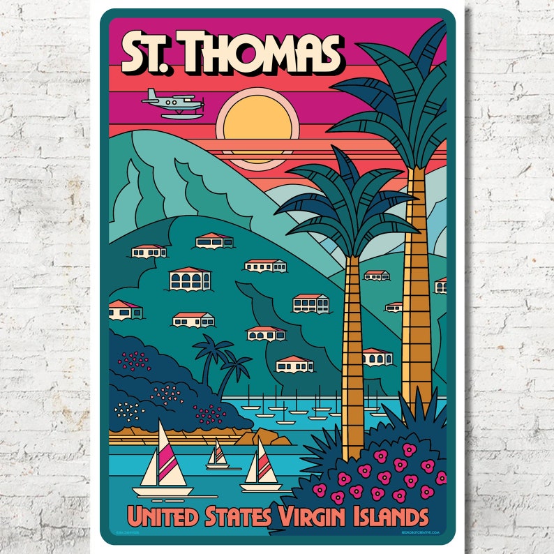 St. Thomas Travel Poster, Colorful Virgin Islands Art Print - Etsy