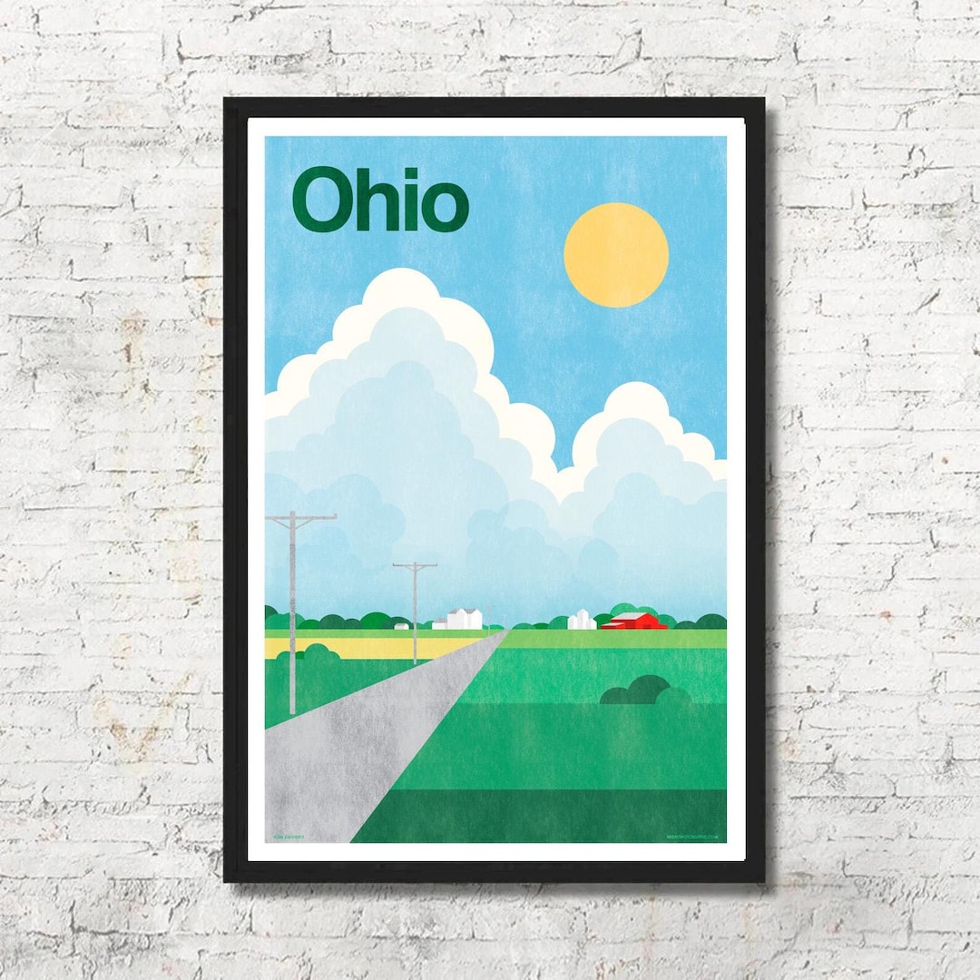 Ohio Poster, Ohio Farm, Ohio Wall Art, Ohio Art Print, Ohio Print ...