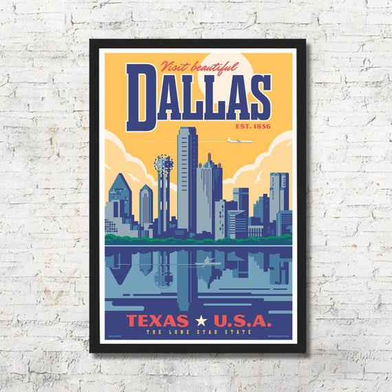 Dallas Poster Dallas Wall Art Dallas Art Print Dallas | Etsy