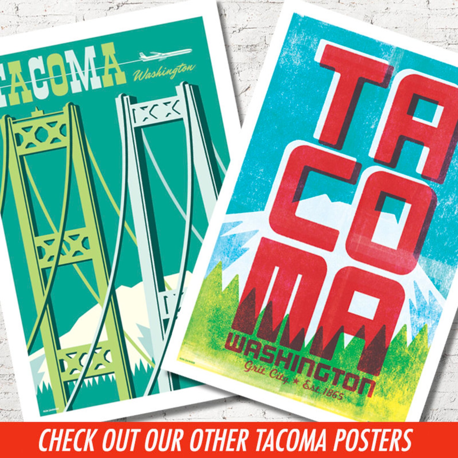 Tacoma Narrows Bridges Tacoma poster Tacoma wall art Tacoma | Etsy