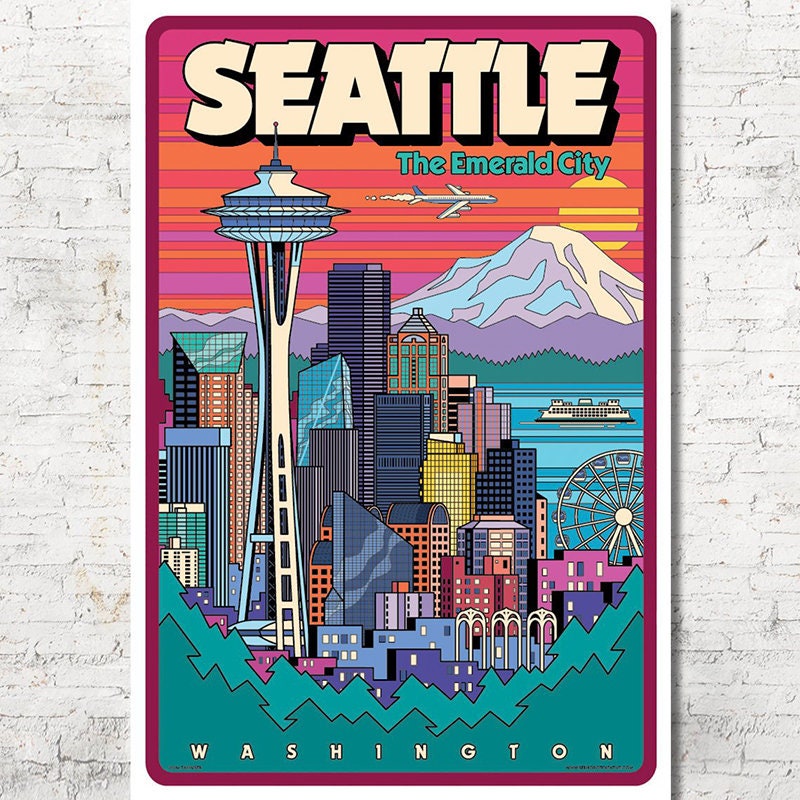 Seattle Seattle Poster Seattle Wall Art Seattle Art Print - Etsy