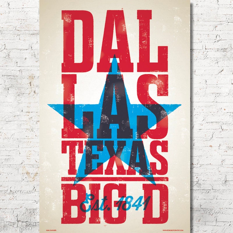 Dallas Poster Dallas Wall Art Dallas Art Print Dallas | Etsy