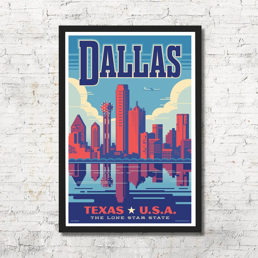 Dallas Poster, Dallas Wall Art, Dallas Art Print, Dallas Print, Dallas ...