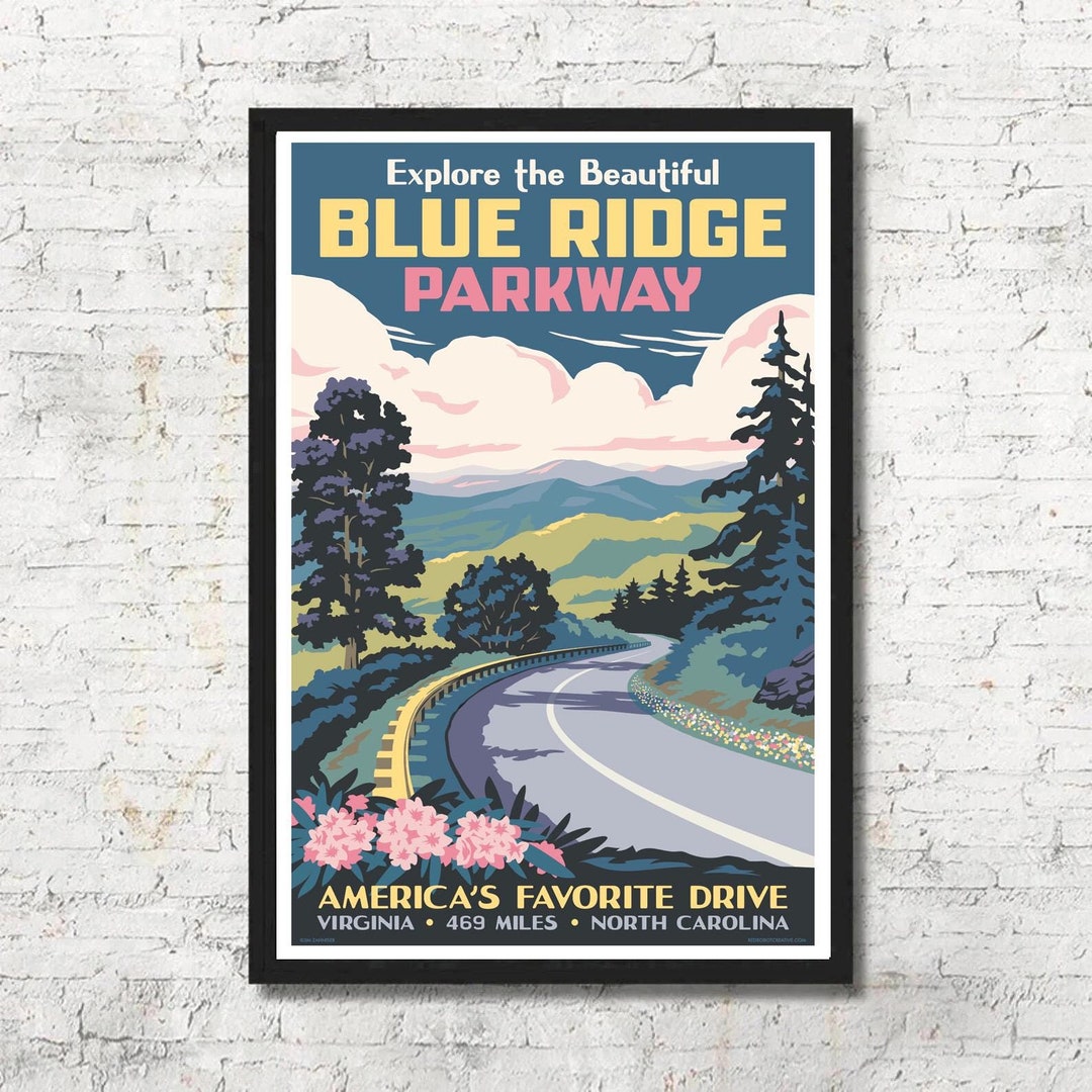 Blue Ridge Parkway Poster, Virginia North Carolina Art Print - Etsy