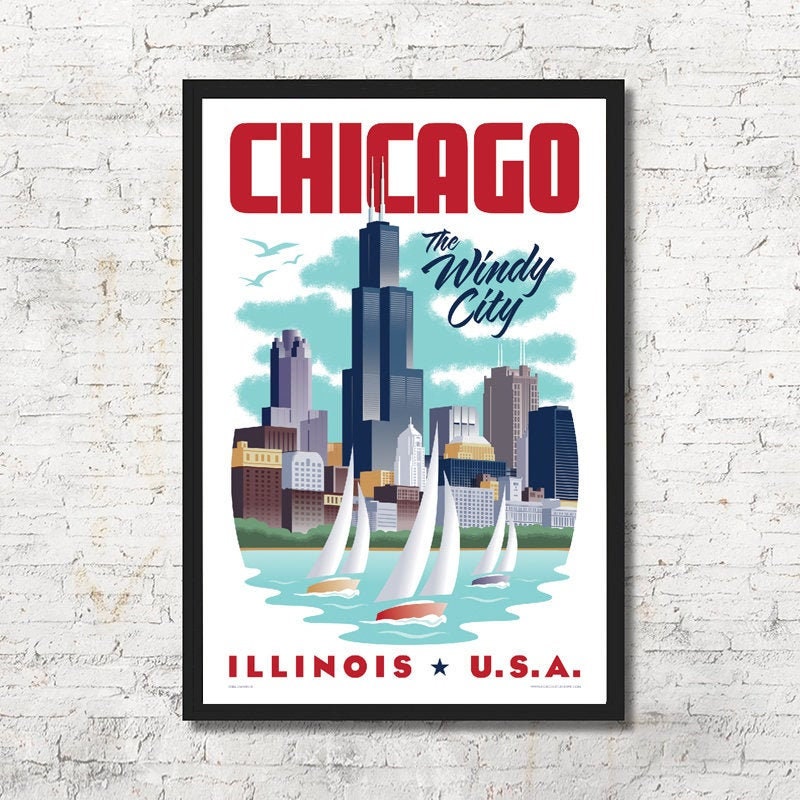 Chicago Poster Chicago Wall Art Chicago Print Chicago Art - Etsy