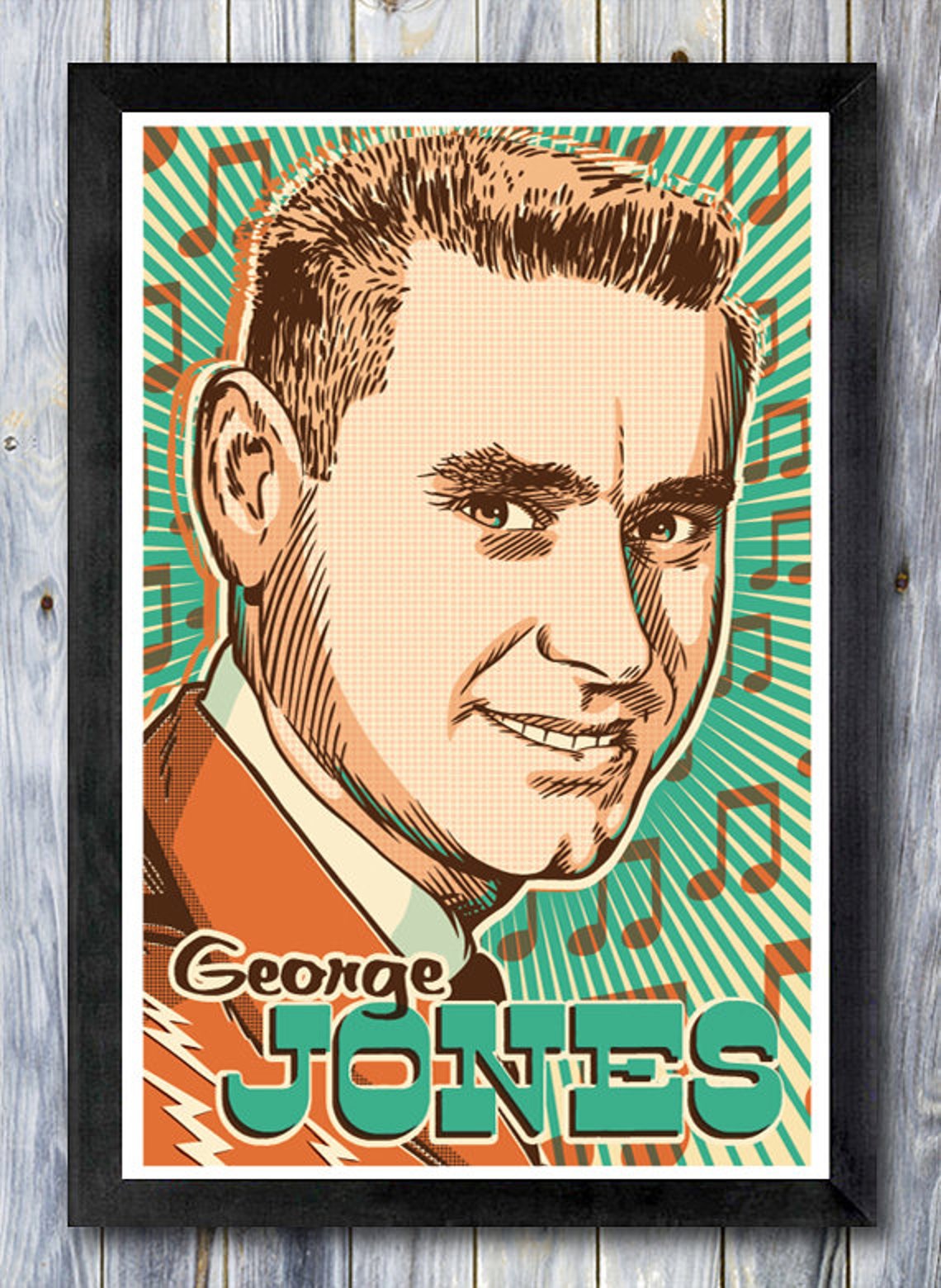 George Jones Art Print, Hand-illustrated Music Icon Poster - Etsy