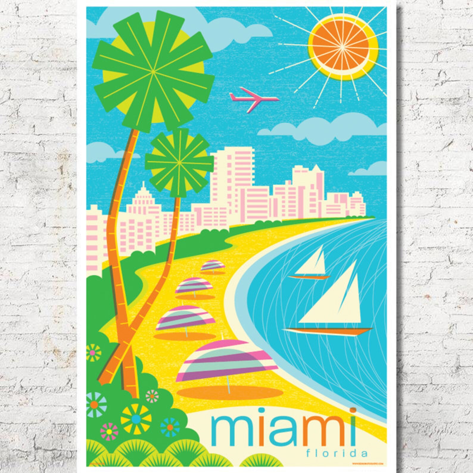Miami Poster Miami Wall Art Miami Art Print Miami Poster - Etsy