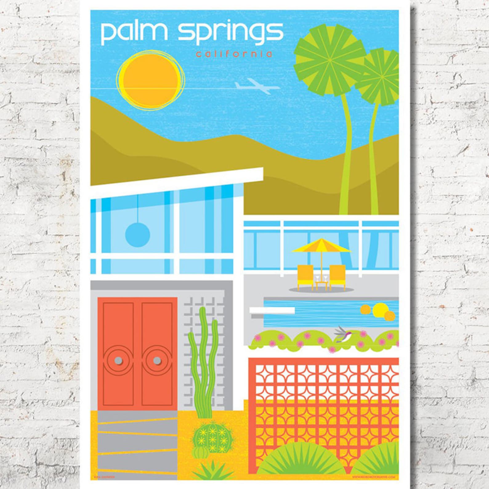 Palm Springs Poster Palm Springs Wall Art Palm Springs Art - Etsy