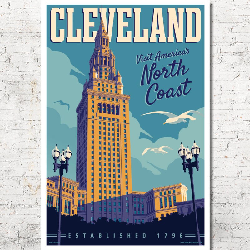 Cleveland Poster Cleveland Wall Art Cleveland Art Print - Etsy