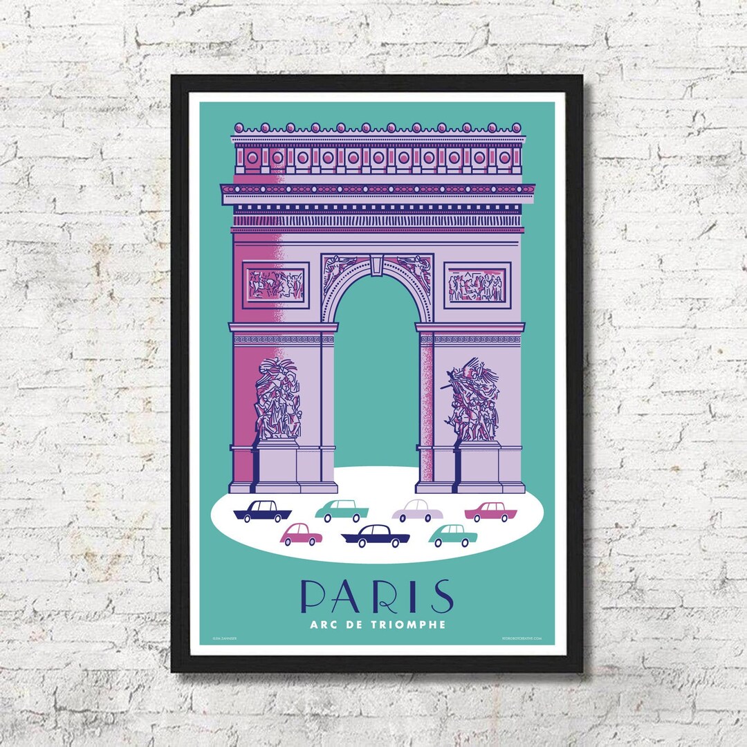 Paris Arc De Triomphe Poster, Colorful France Art Print - Etsy