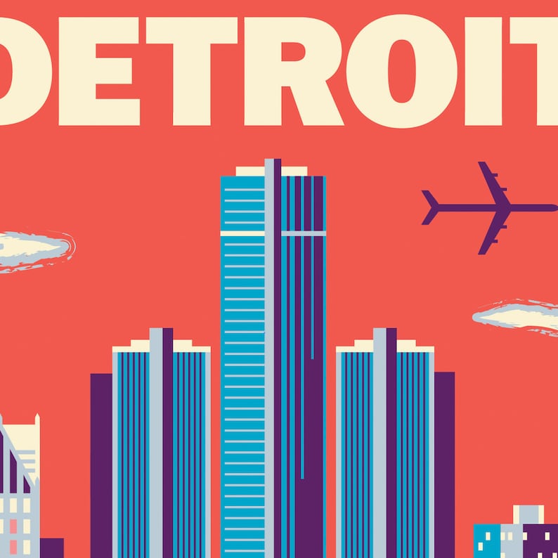 Detroit Poster Detroit Wall Art Detroit Print Detroit Art | Etsy