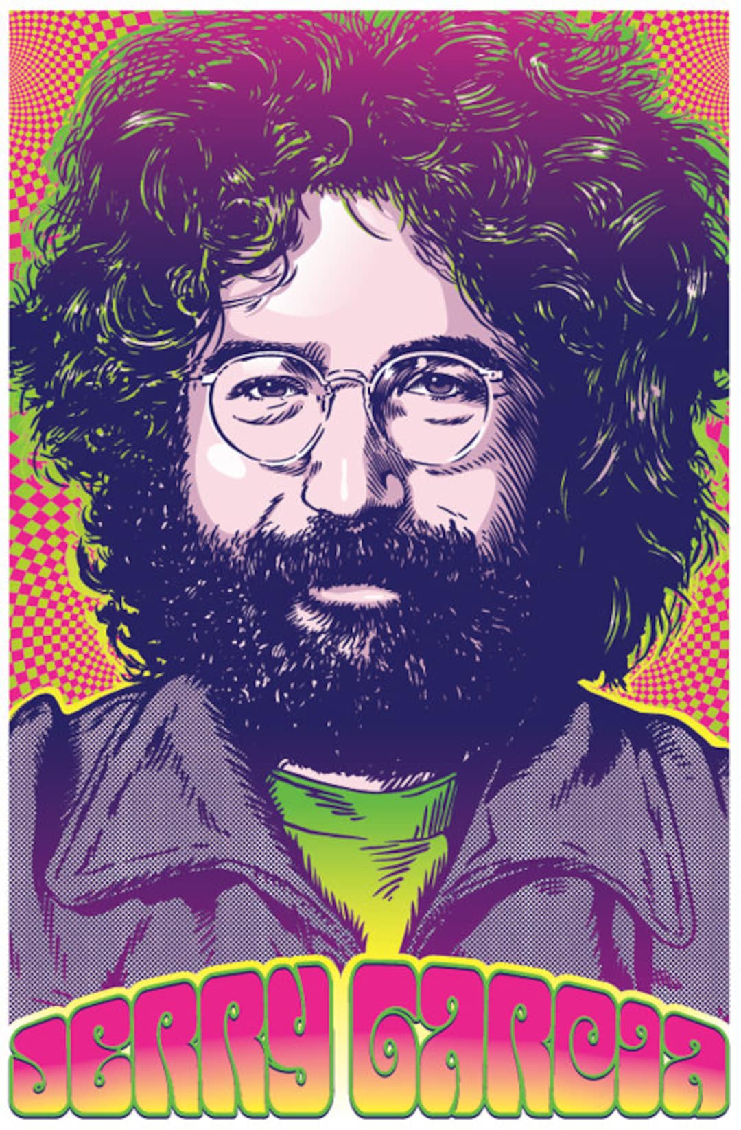 Jerry Garcia Art Print, Signed Digital Portrait, Icons of Music Series ...