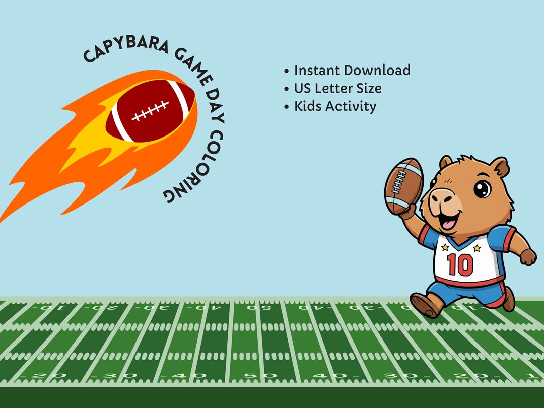 Capybara Football Coloring Pages | Kids Game Day Activity (PDF Download ...