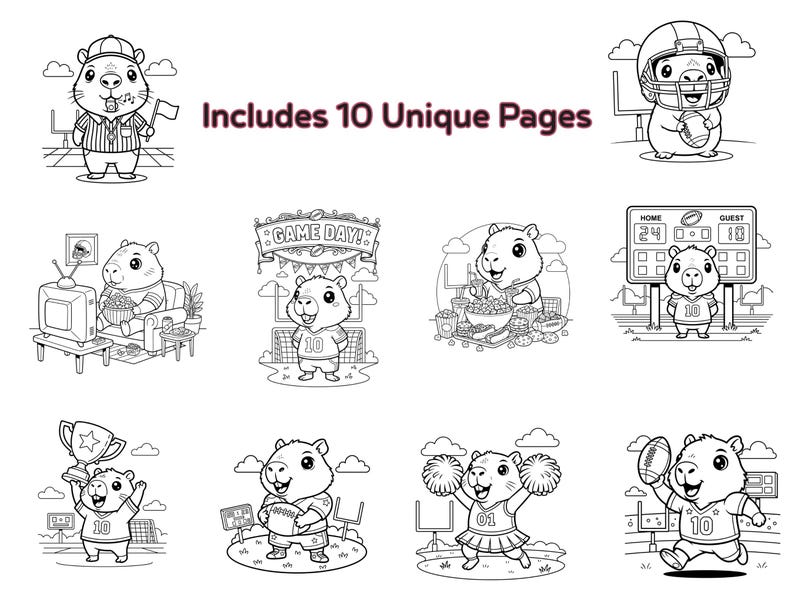 Capybara Football Coloring Pages | Kids Game Day Activity (PDF Download ...