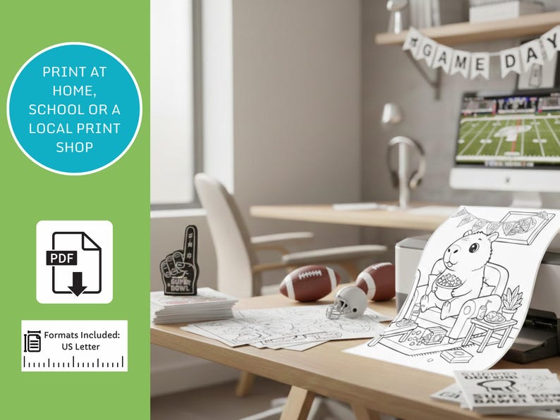 Capybara Football Coloring Pages | Kids Game Day Activity (PDF Download ...