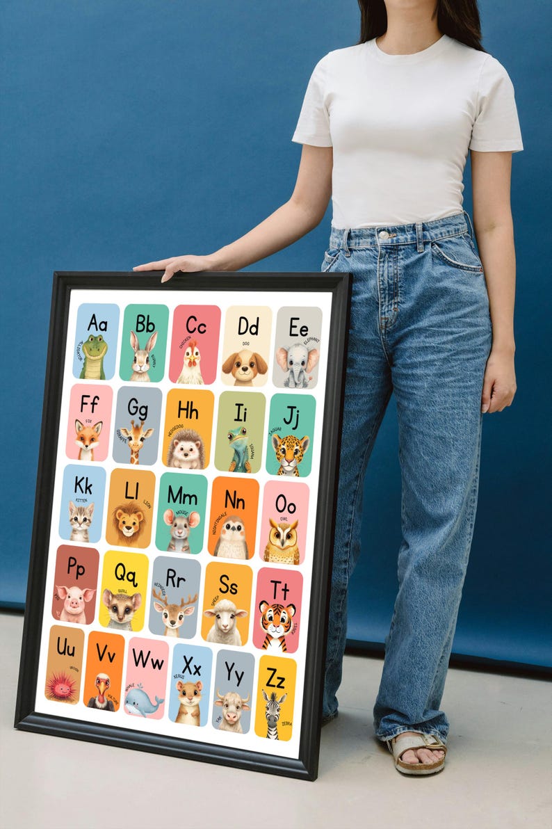 Animal Alphabet Poster for Kids | Printable A-Z Wall Art | Cute ...
